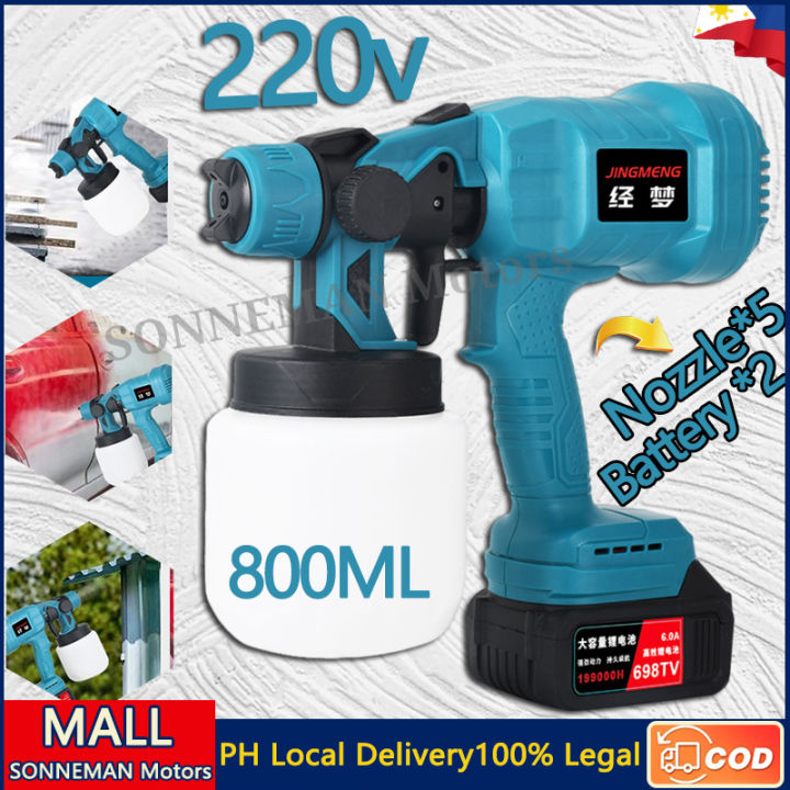 Cordless Paint Sprayer Electric Spray Gun 800ML Multifunctional small ...