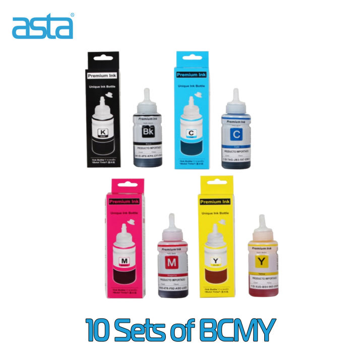 Premium Quality Refill Ink for Epson Printers 70ml. (10 Set of BCMY) w ...