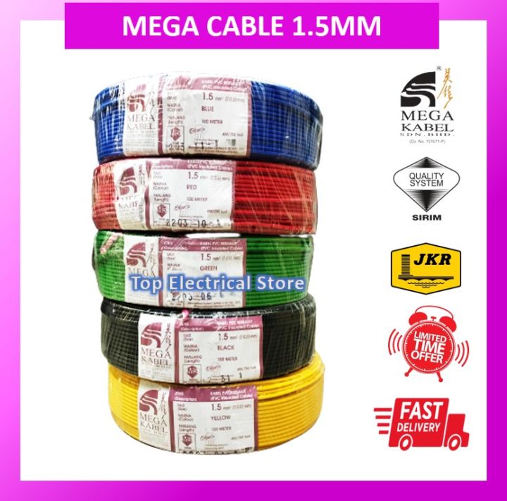 MEGA CABLE 1.5MM (PER METER) KABEL INSULATED 100% PURE COPPER CABLE ...