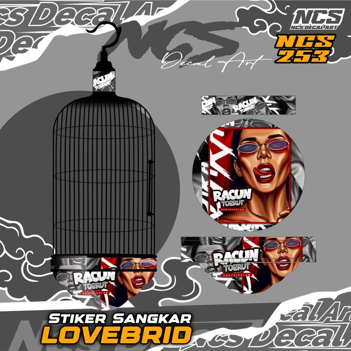 Stiker Sangkar Burung Lovebird motif racun Kandang Bulat Bisa Custom ...