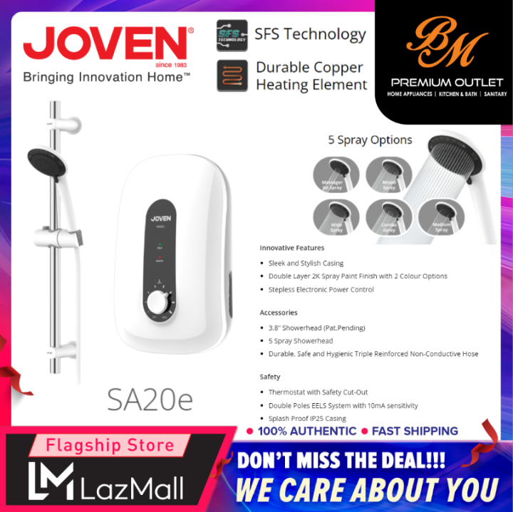 JOVEN Instant Water Heater Without Pump Extra Safety 5-Spray Pattern ...