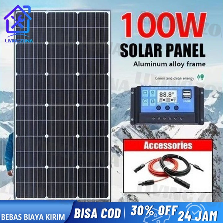【100W】Solar Panel Panel Surya Pembangkit Listrik Tenaga Surya With ...