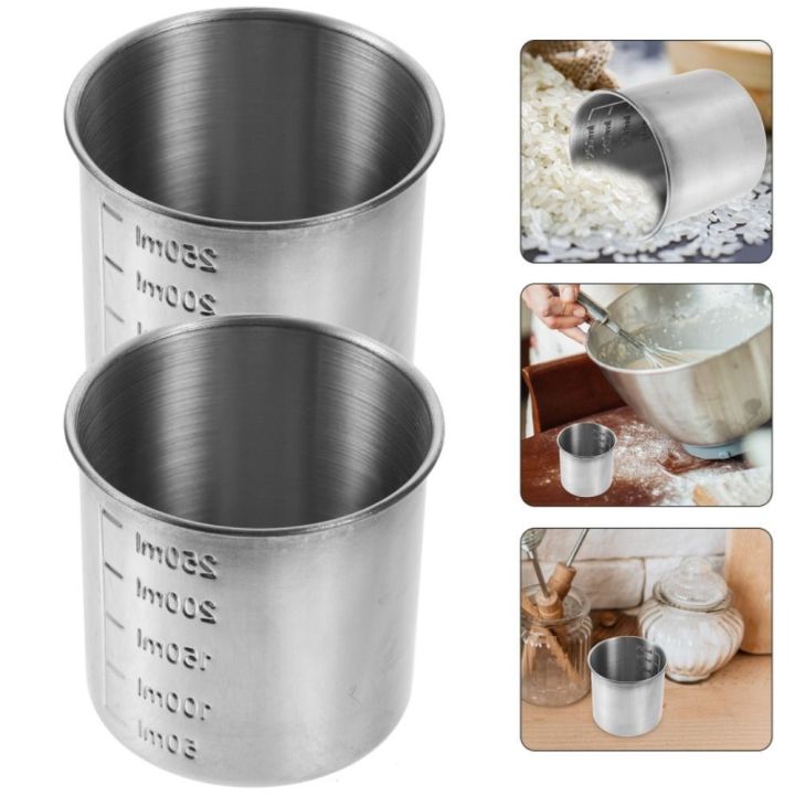 HUYAN 250/350ML Stainless Steel Measuring Cup with Scale Anti-fall Rice ...