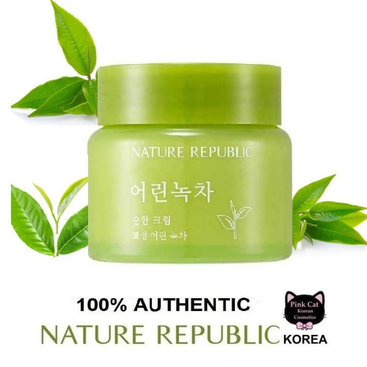 Korean Cosmetics NATURE REPUBLIC Mild Green Tea Cream 55ml | Lazada PH