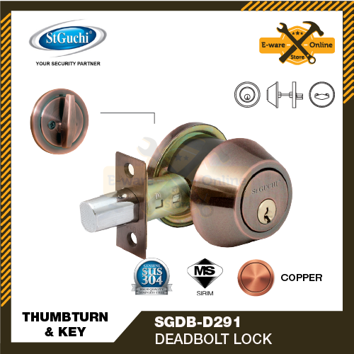 St Guchi SGDB-D261 SS Thumbturn & Key Deadbolt Lock Key Lock St Guchi ...