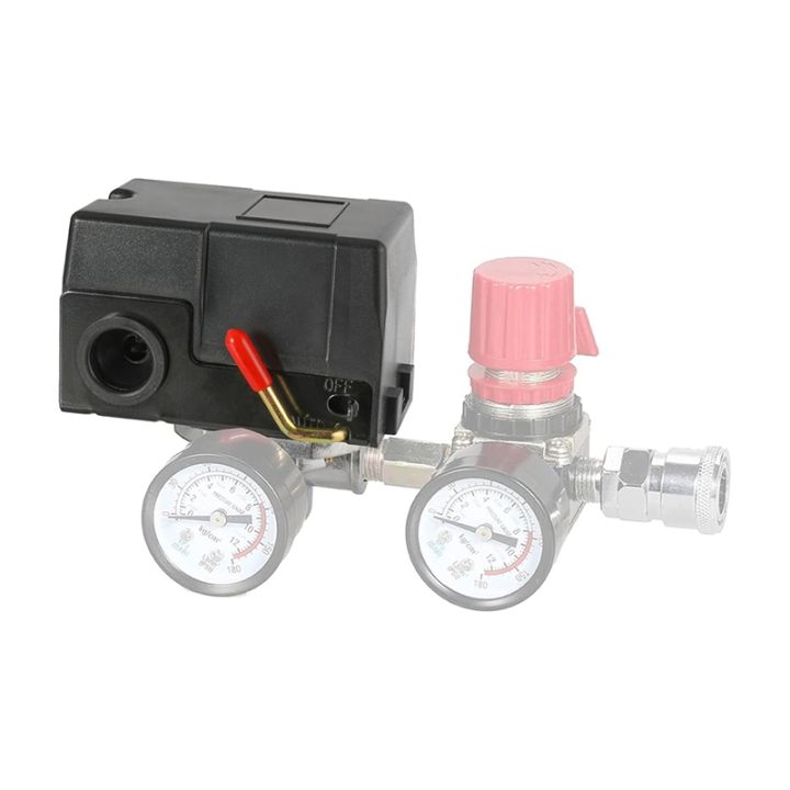 【WVH】-Pressure Switch, 4 Port Air Compressor Pressure Switch Replacement Control NPT1/4 95-125 ...