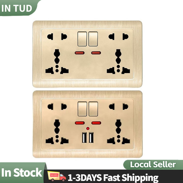Power Socket Panel 13A Double 5-Hole LED Indicator 146mm*86mm Universal ...