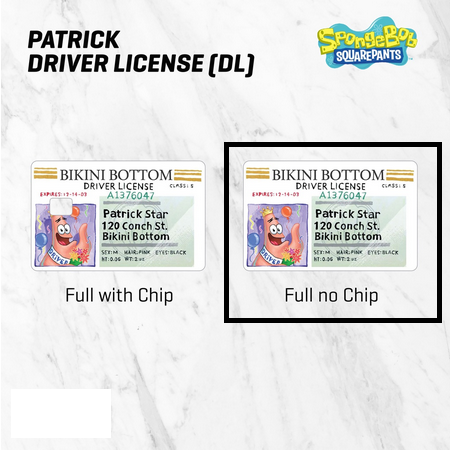 Spongebob Patrick Star Bikini Bottom Driver License Atm Debit Credit ...