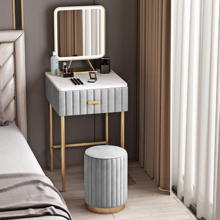 YIXIN Marble Small Dressing Table Set With Mirror And Dressing Chair ...