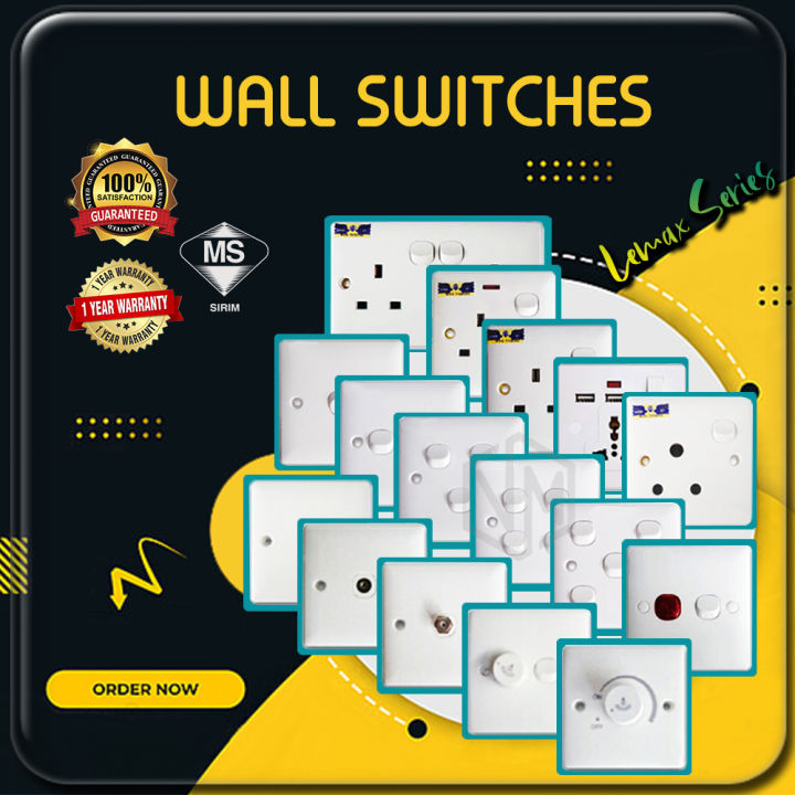 Switch Socket 13A 20A 1 2 3 4 5 Gang SIRIM Wall Switches Switched Socket Neon Suis Soket Lampu ...