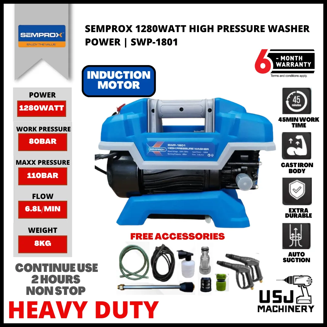 SEMPROX 1280Watt High Pressure Washer Power SWP-1801 | 6 Months ...