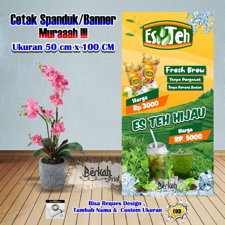 Spanduk Banner Es Teh Hijau & Es Teh Ukuran 50 cm x 100 cm | Lazada ...