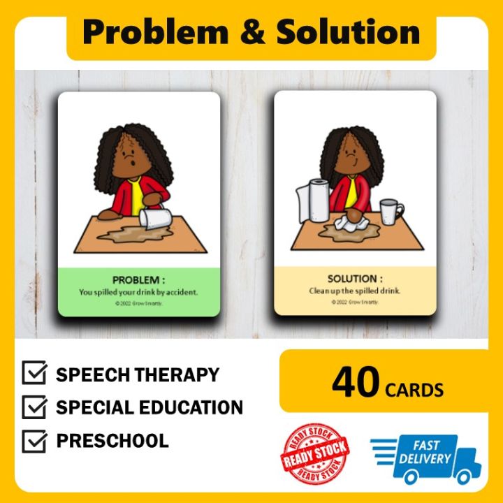 Problem & Solution Flash Card for Kids Educational Speech Therapy ...