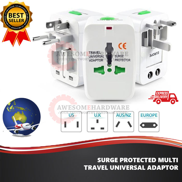 (SURGE PROTECT) MULTI PURPOSE UNIVERSAL TRAVEL ADAPTOR PLUG | Lazada