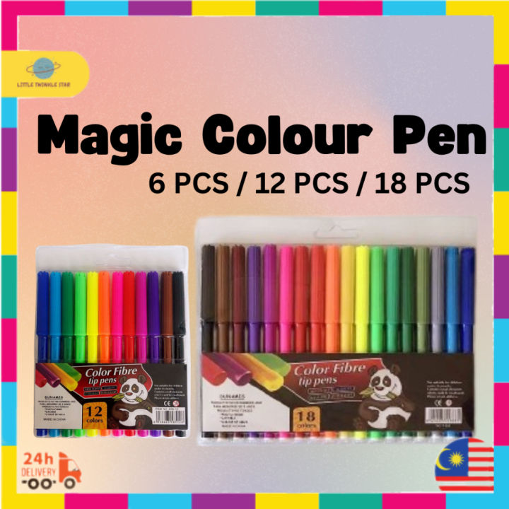 6/12/18 pcs Magic Colour Pen Warna Colour Marker Pen Door Gift Birthday ...