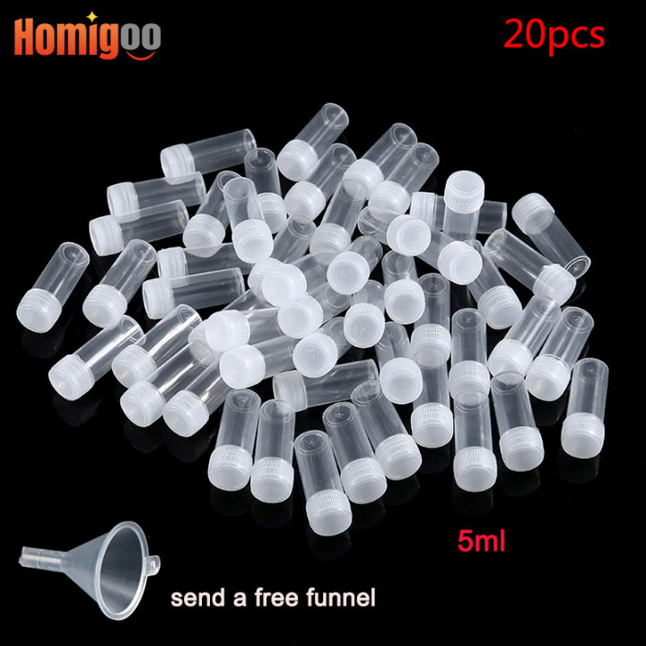 Homigoo 20Pcs 5ml Plastic Bottle Sample Jar 5g Small Barrel Vials ...