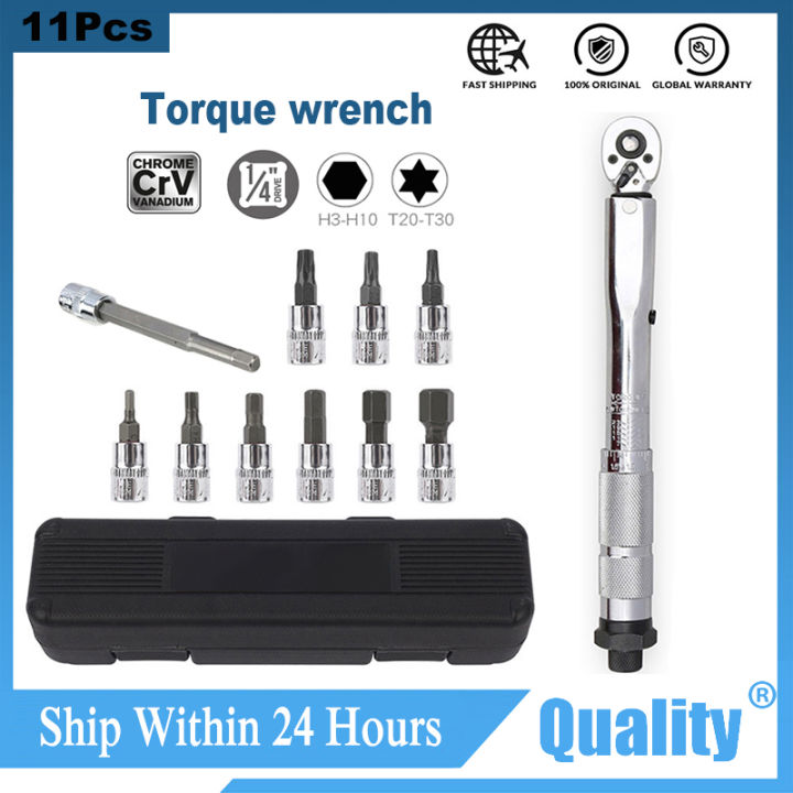 11Pcs 1/4 Inch Drive 5-25Nm Adjustable Torque Wrench Bicycle Repair ...