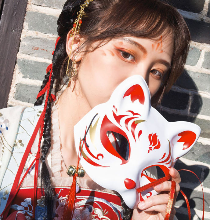 Topeng Kitsune Topeng Anime Topeng Rubah Demon Topeng Fox Kitsune Mask ...