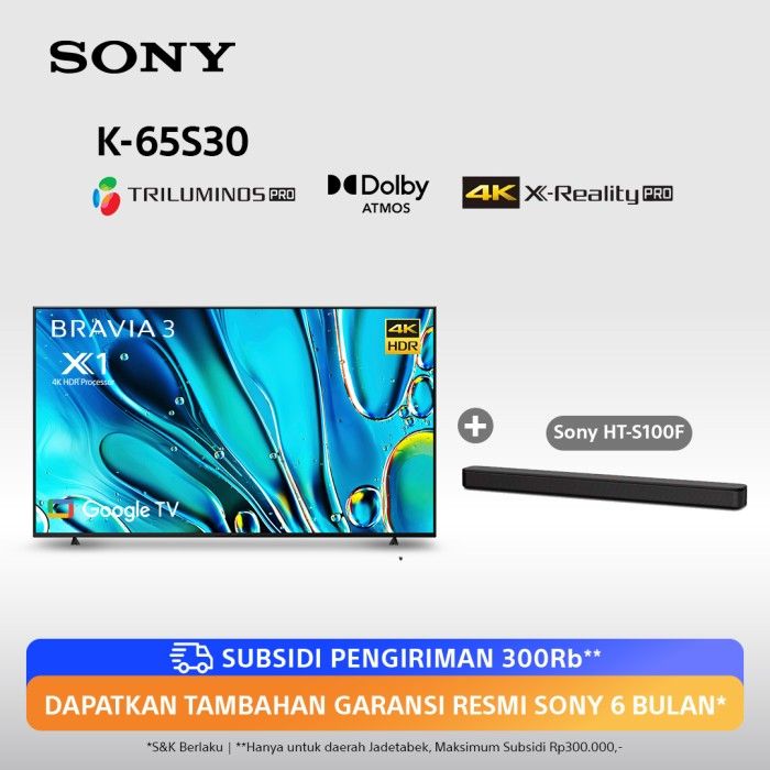 SONY Bravia 3 LED 4K HDR Google TV 65 Inch K-65S30 K 65S30 Bundle - HT ...