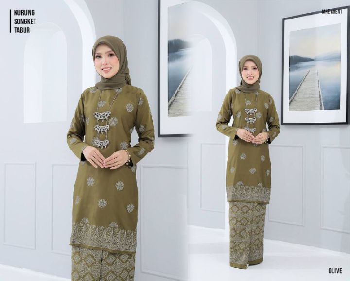 KURUNG SONGKET TABUR EXCLUSIVE OLIVE BY MASROM | Lazada