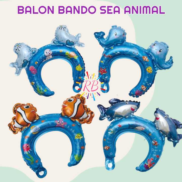 Balon Bando HEWAN LAUT / Balon Bando Shark Whale Ikan Nemo Singa Laut ...