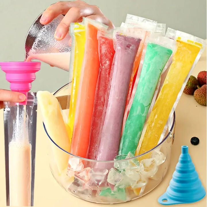 🔥Wishwa👍 5pcs Disposable Ice Popsicle Mold Bag Freezer Tubes with Zip ...