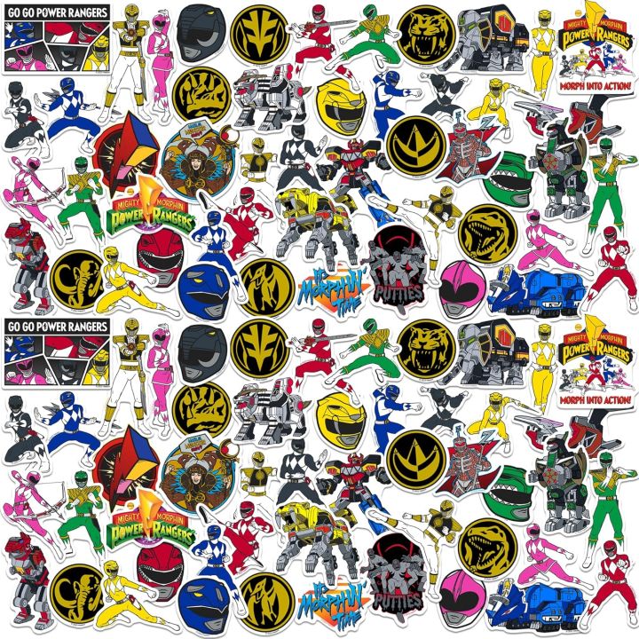 Power Rangers Mighty Morphin' vinyl large deluxe stickers variety pack ...