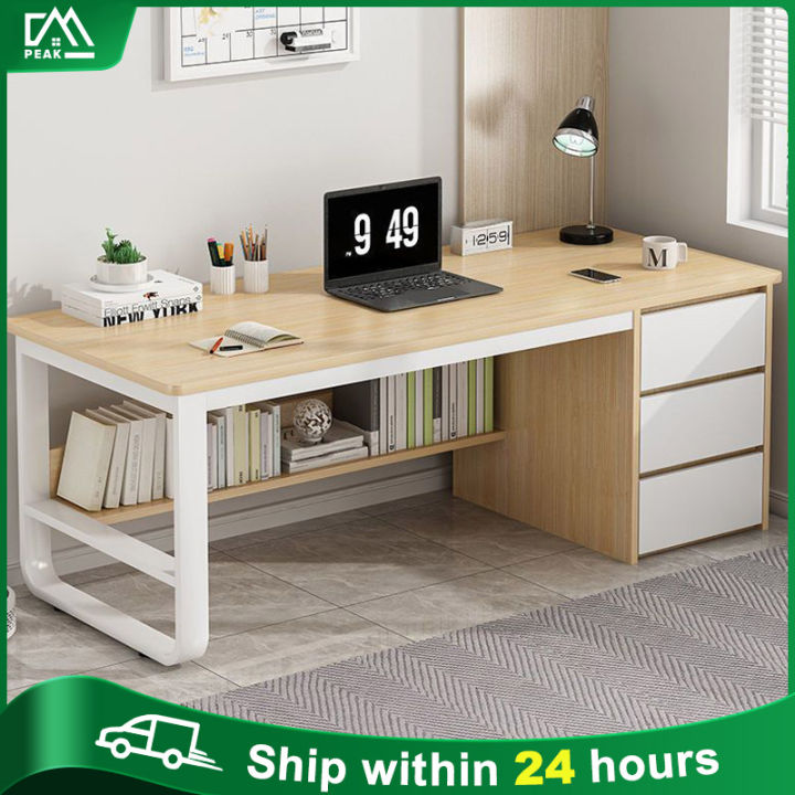 【3 color】Study table with Drawer 100/120/140cm Office Table Computer Table Desk for Home Bedroom ...