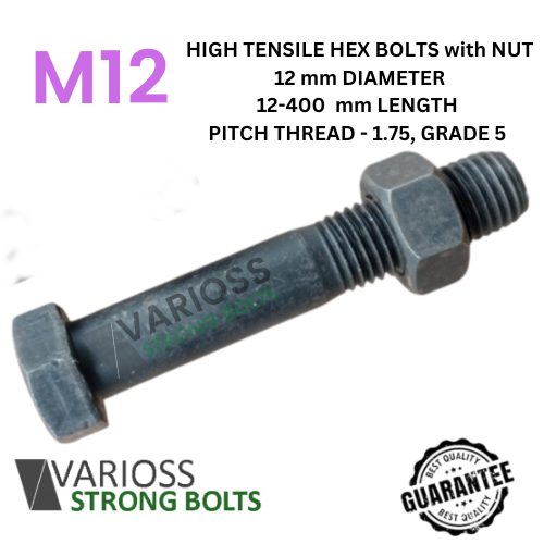 High Tensile Hex Bolts M12 or 12 mm diameter, Hexagonal Capscrew , Tornilyo, VARIOSS BOLTS - 1 ...