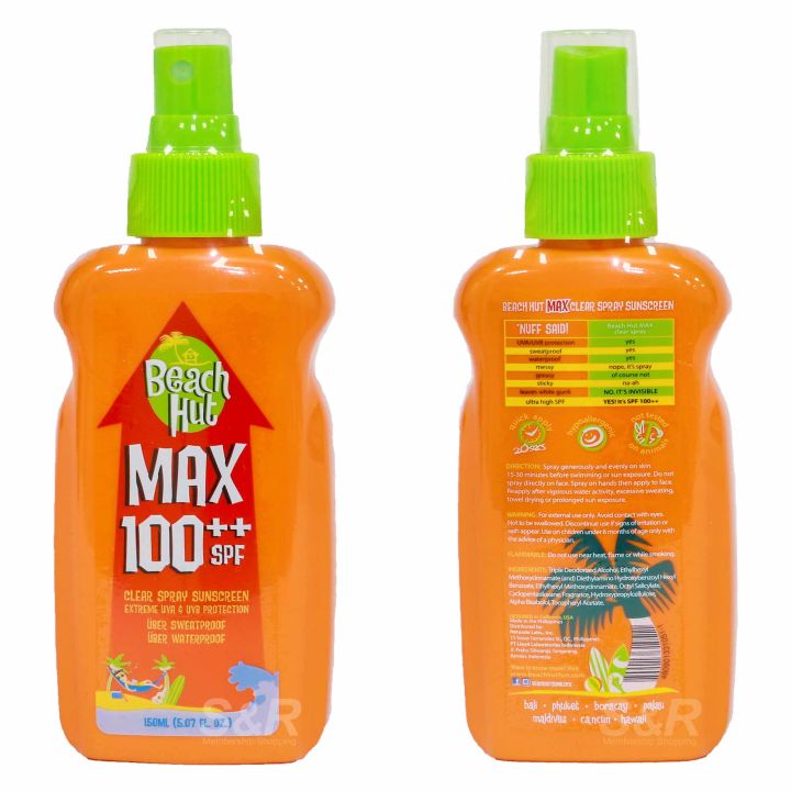 Beach Hut MAX SPF100++ Sunblock Spray | Lazada PH