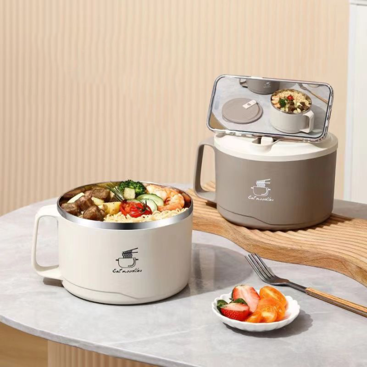 X-Shimmer.Studio Ceramic Bowl Stainless Steel Lunch Box Korean Instant ...
