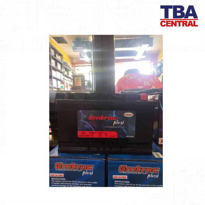 EMTRAC PLUS PALLADIUM AGM DIN 80 LN4 CAR BATTERY QR-8374508 | Lazada PH