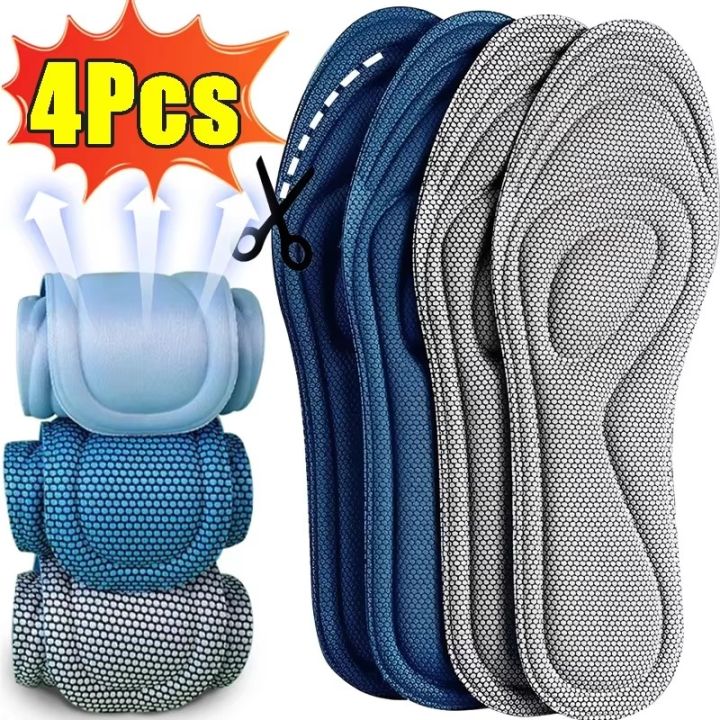 【🔥Low Price】2/4Pcs Memory Foam Insoles Men Women Nano Antibacterial ...