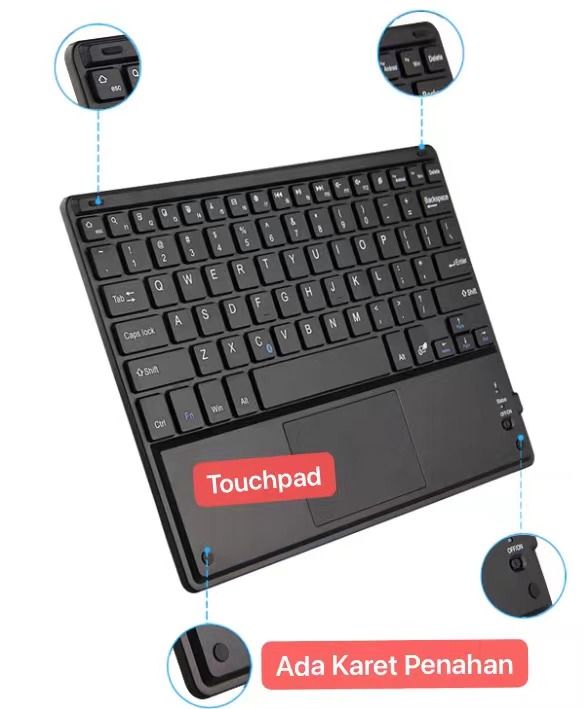 Wireless Keyboard Koneksi Bluetooth Tersedia Keyboard Biasa / Trackpad ...