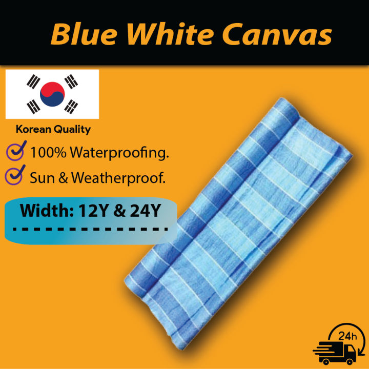 Blue White Canvas Roll Tarpaulin Canopy 6ft x 12Yards & 6ft x 24Yards ...