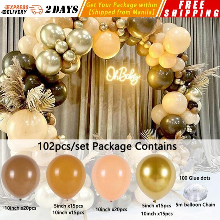 【102PCS】5/10inch Coffee Brown Latex Balloons Retro Avocado Green Skin ...