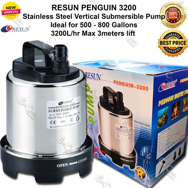 Resun Penguin 3200 3200L/hr Vertical Pump (pnd) for 500 - 800 Gallons ...