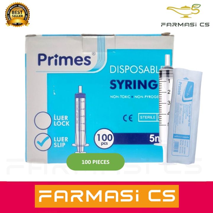 Primes/Aros Disposable Syringe 5ml Luer Slip 100 units (ONE BOX ...