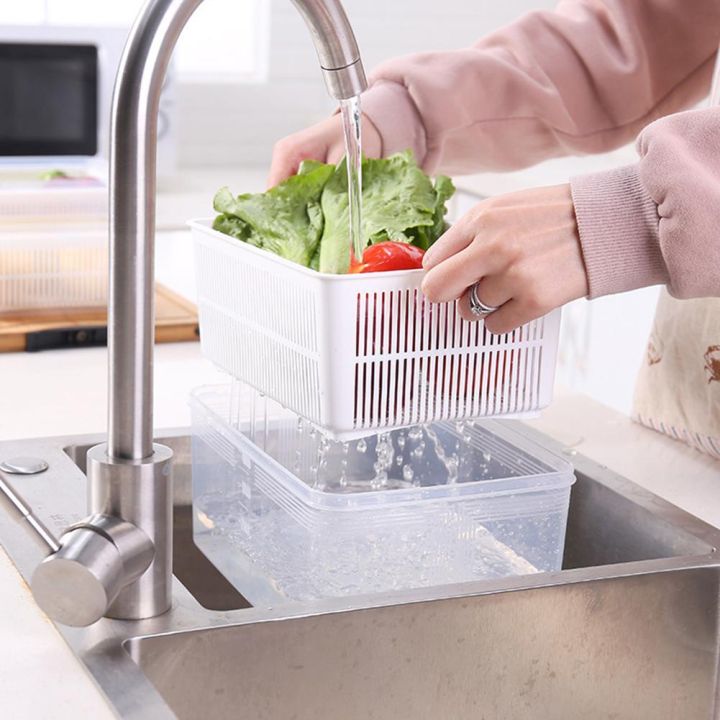 Multi-functional Food Drain Basket Kitchen Fruit and Vege Preservation ...