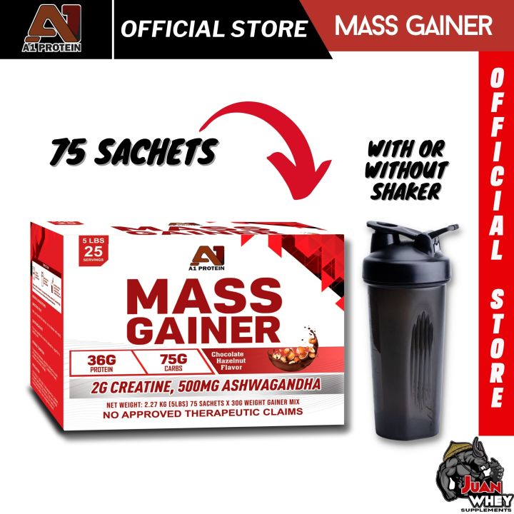 A1 PROTEIN MASS GAINER 5LBS (75 SACHETS) FREE SHAKER | Lazada PH