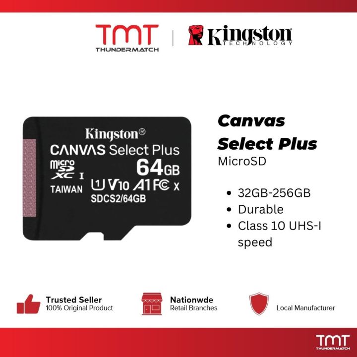 [TMT Official] Kingston Genuine Canvas Select Plus microSD Memory Card 32GB 64GB 128GB 256GB ...