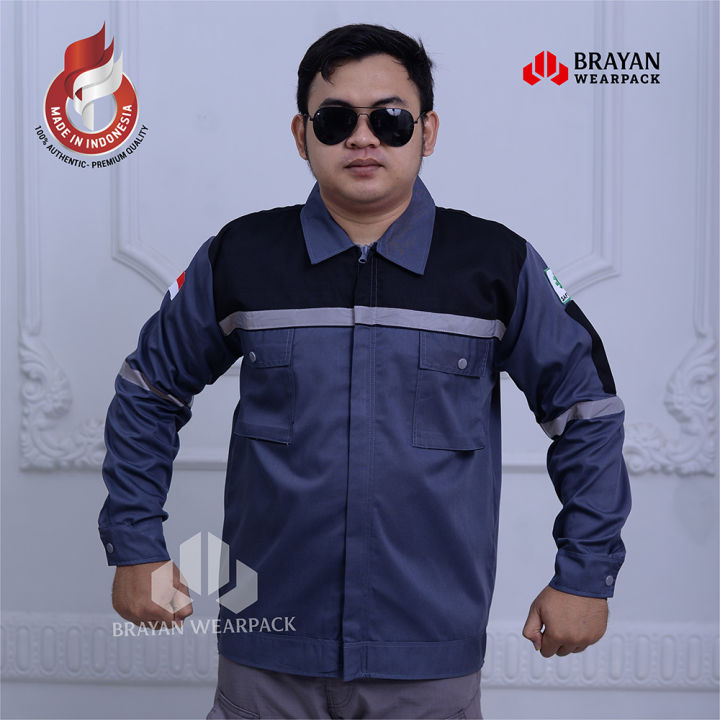 Wearpack Safety Abu Hitam Atasan Kemeja Safety Baju Kerja Lapangan APD ...