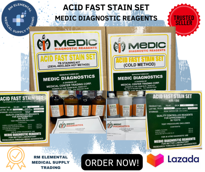 ACID FAST STAIN SET (COLD AND HOT METHOD) MEDIC DIAGNOSTIC REAGENT ...