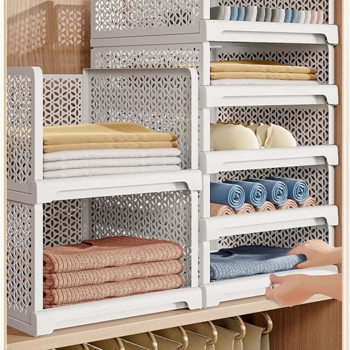 RTHRT สีขาวขาว ชั้นเก็บของในตู้เสื้อผ้าแบบดึงออกได้ จุได้มาก พลาสติกทำ ...