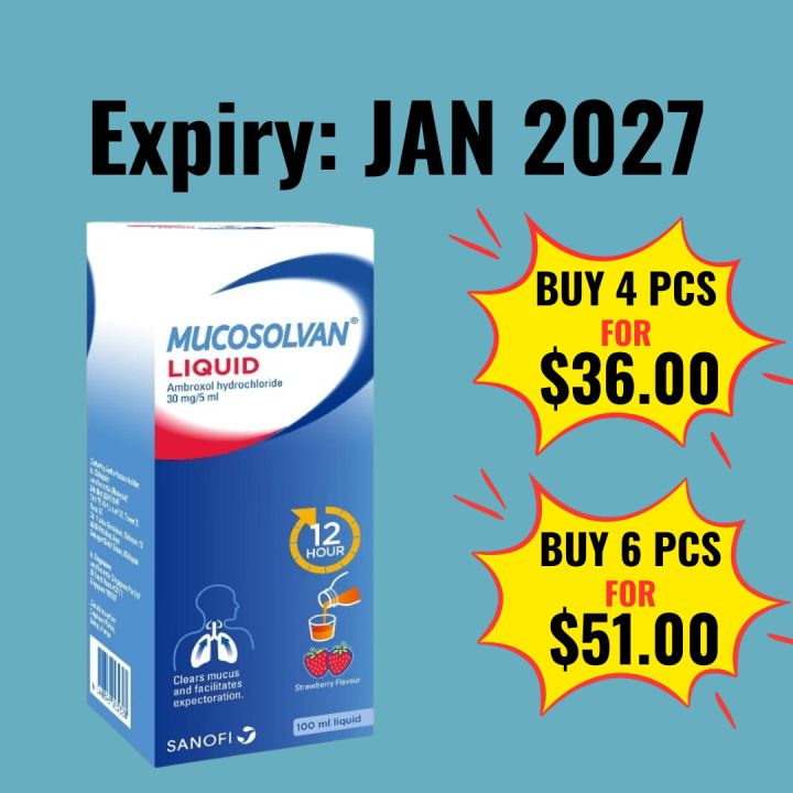 Mucosolvan Liquid 30mg/5ml 100ml Cough Syrup Phlegm Loosen the Mucus ...