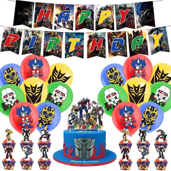 Transformers Birthday Party Supplies Banner Cake Topper Cupcake Toppers ...