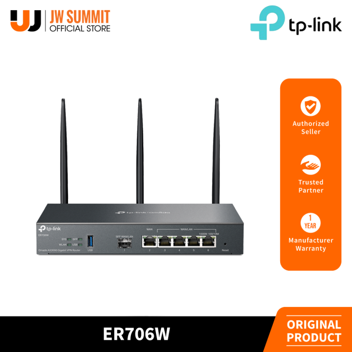 TP-Link ER706W Omada AX3000 Dual Band WiFi 6 Gigabit VPN Router ...