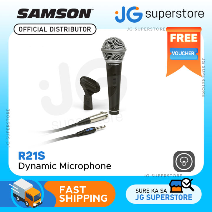 Samson R21S Premium Dynamic Microphone with XLR to 1/4" Cable, Mic Clip ...