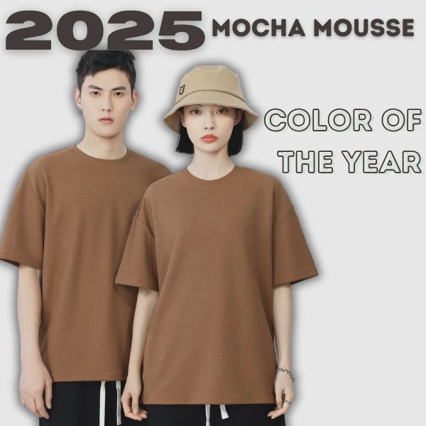 Mocha Mousse 2025 T-shirt Men Women Cotton Spandex Unisex Casual Family ...