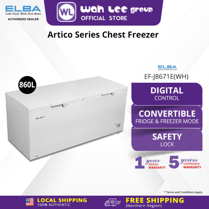 ELBA 860L Chest Freezer ARTICO EF-J8671E(WH) - Mechanical Thermostat ...